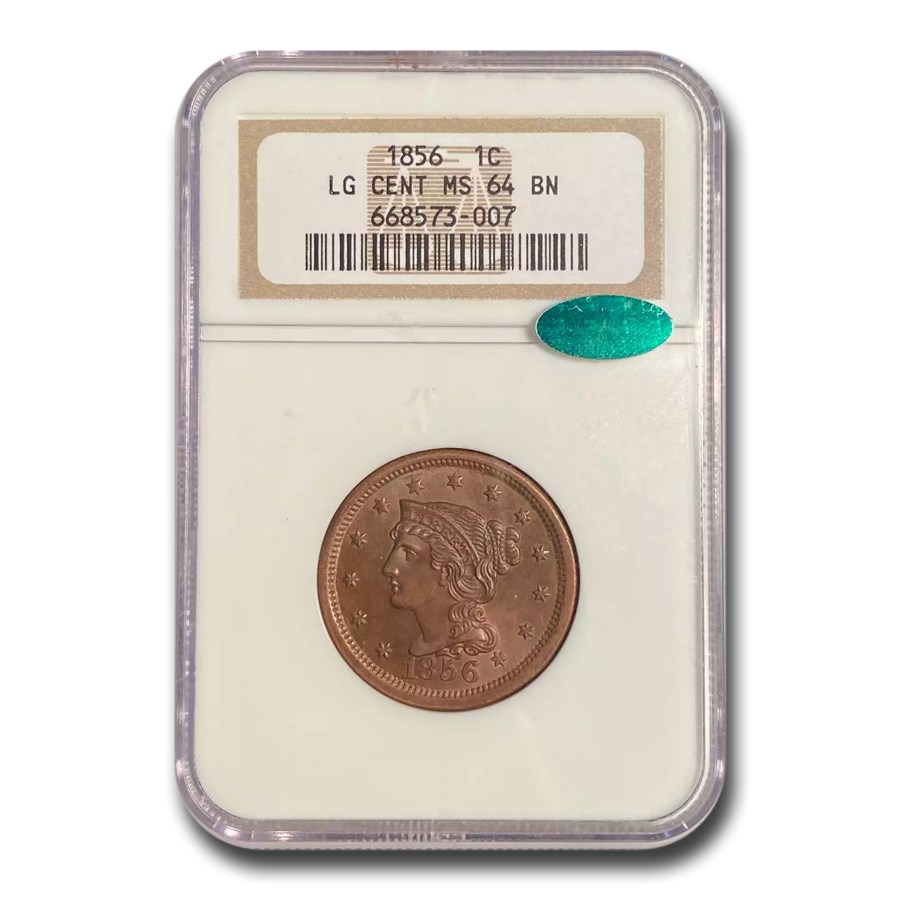 Buy 1856 Large Cent MS-64 NGC CAC (Brown, Upright 5) | APMEX