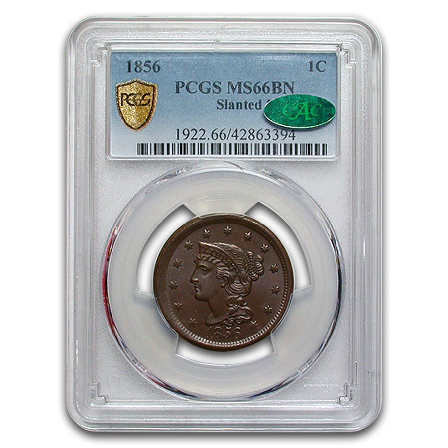 Buy 1856 Large Cent MS-66 PCGS CAC (BN, Slanted 5) | APMEX