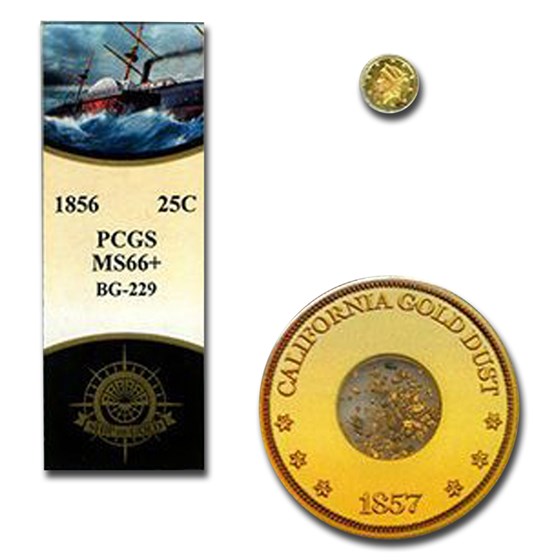 Buy 1856 Liberty Round 25 Cent Gold MS-66+ PCGS (BG-229 SS Cen. Am ...
