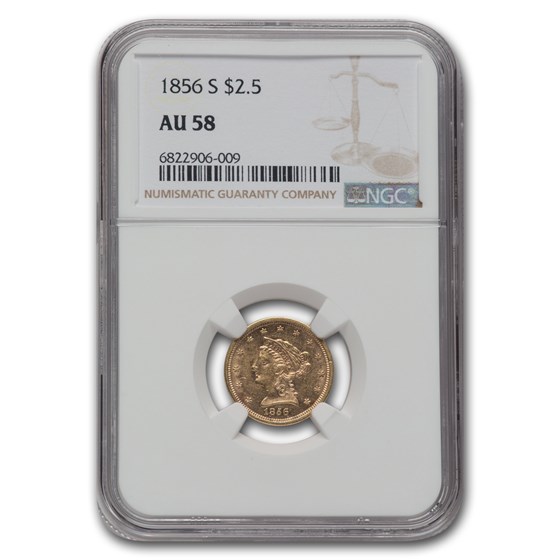 Buy 1856-S $2.50 Liberty Gold Quarter Eagle AU-58 NGC | APMEX