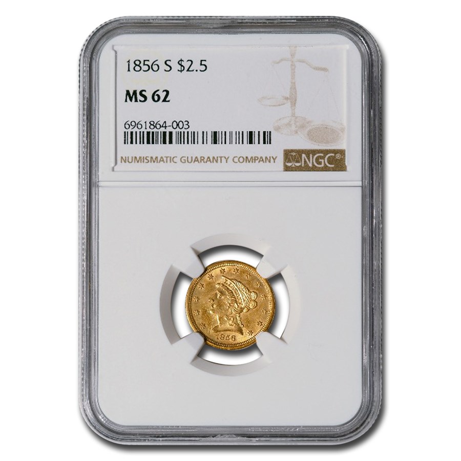 1856-S $2.50 Liberty Gold Quarter Eagle MS-62 NGC