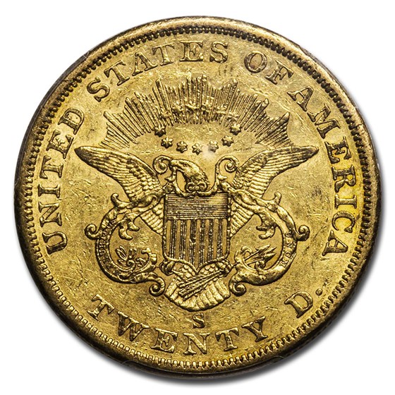 Buy 1856-S $20 Liberty Gold Double Eagle AU-50 PCGS | APMEX