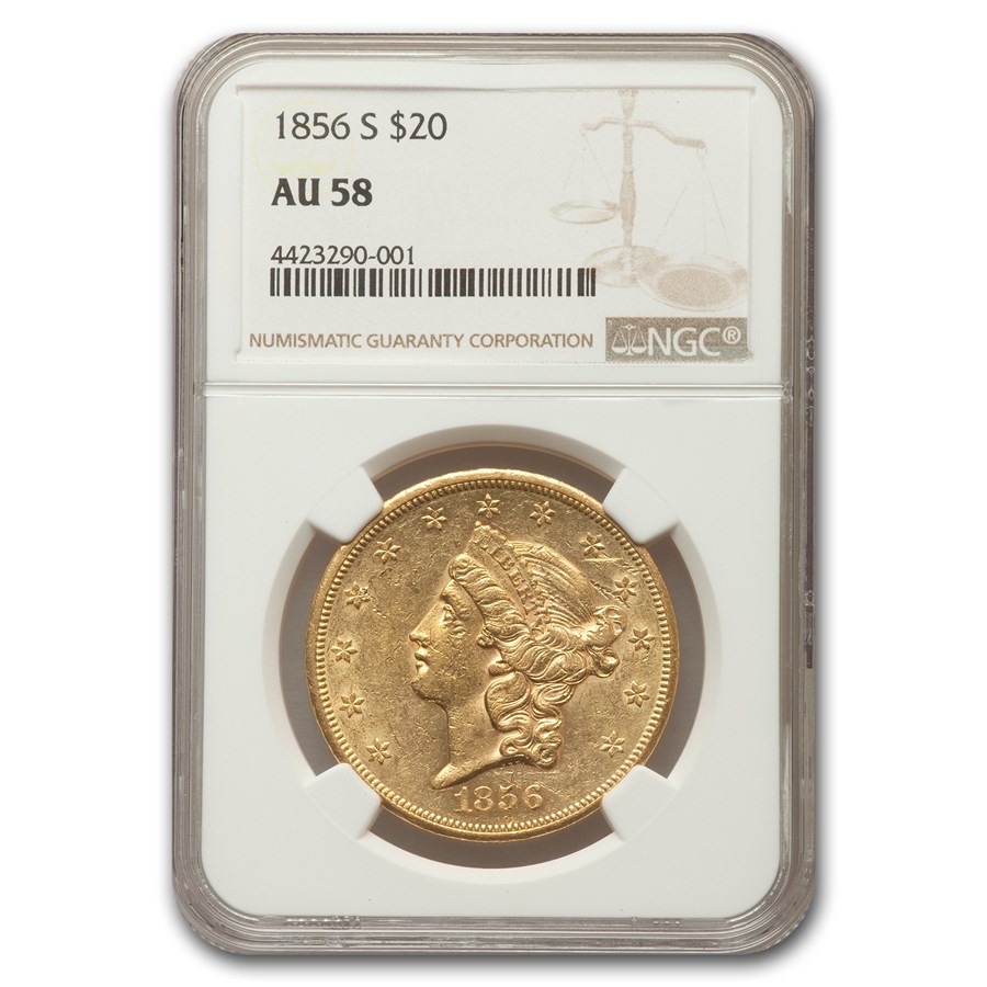Buy 1856-S 20 Liberty Gold Double Eagle AU-58 NGC | APMEX