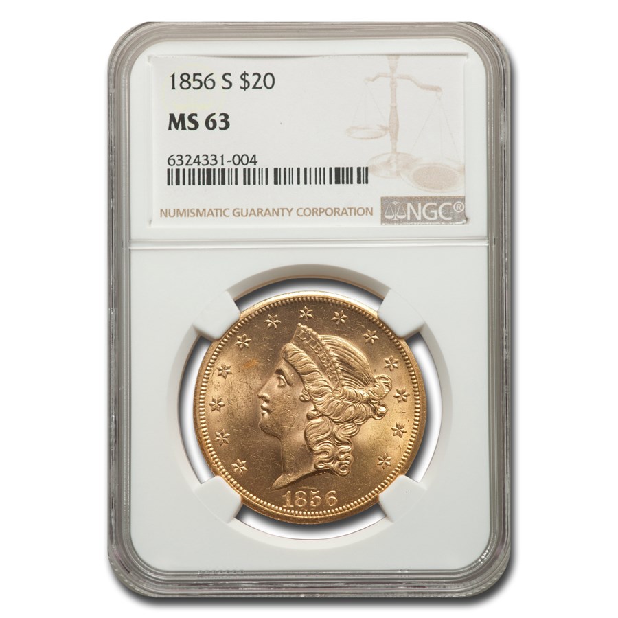Buy 1856-S $20 Liberty Gold Double Eagle MS-63 NGC | APMEX