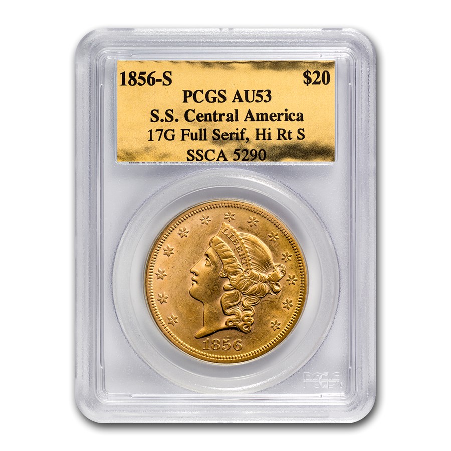 Buy 1856-S $20 Liberty Gold SS Central America AU-53 PCGS | APMEX