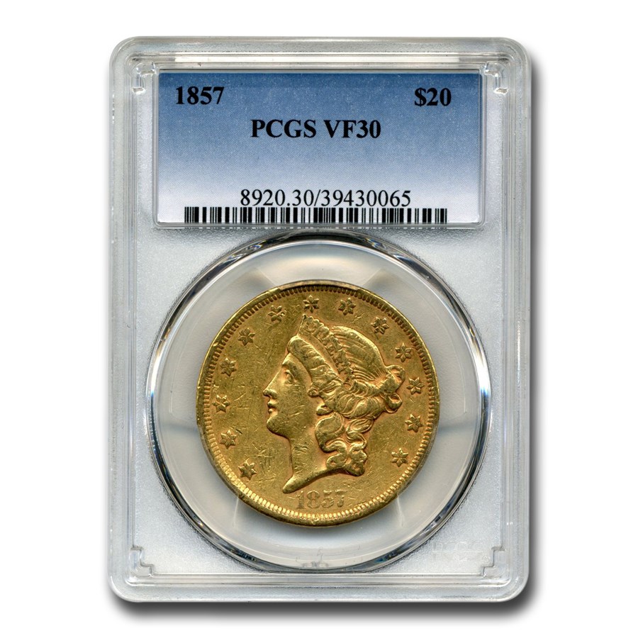 Buy 1857 $20 Liberty Gold Double Eagle VF-30 PCGS | APMEX