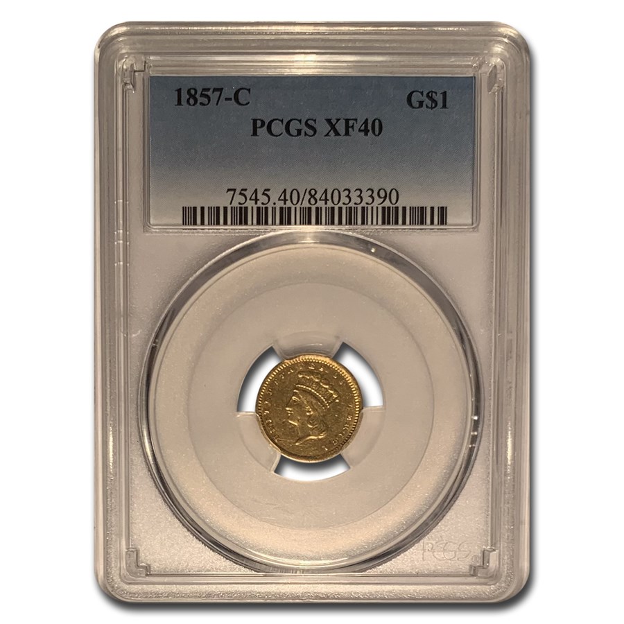 1857-C $1 Indian Head Gold XF-40 PCGS