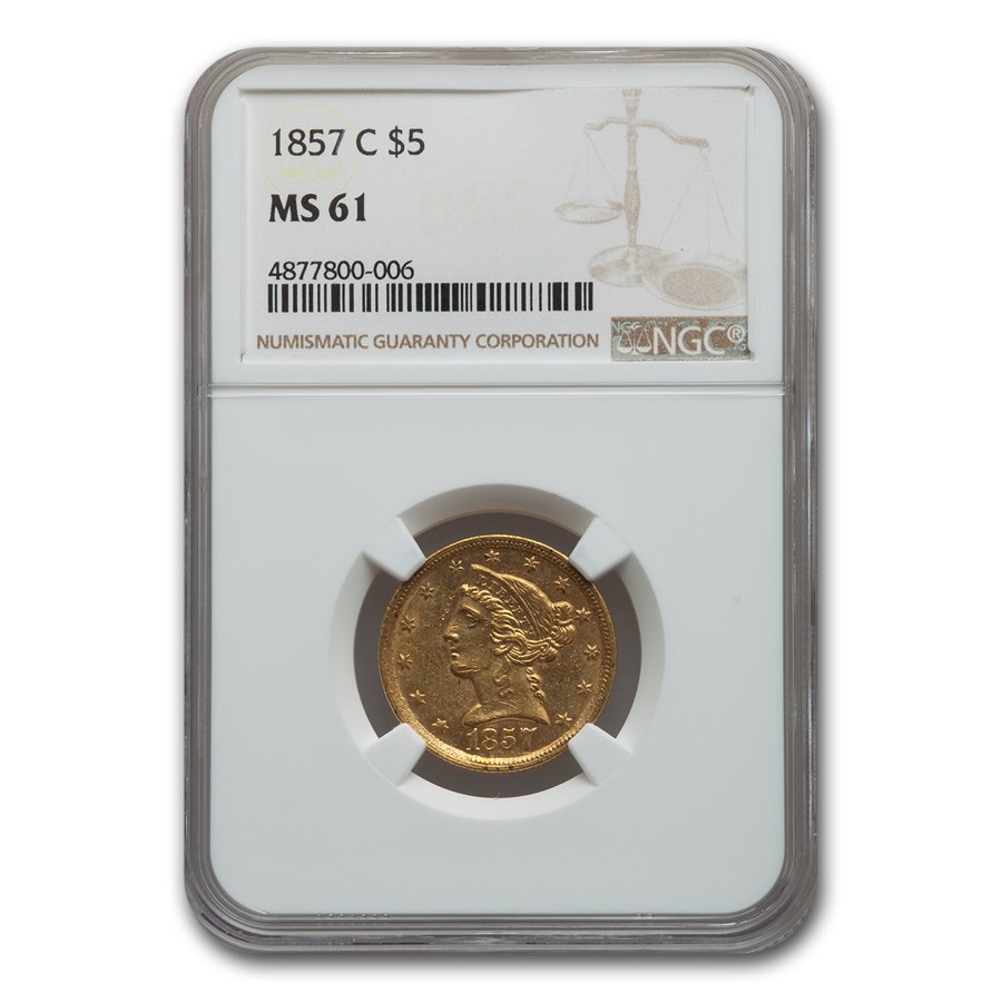 Buy 1857-C $5 Liberty Gold Half Eagle MS-61 NGC | APMEX