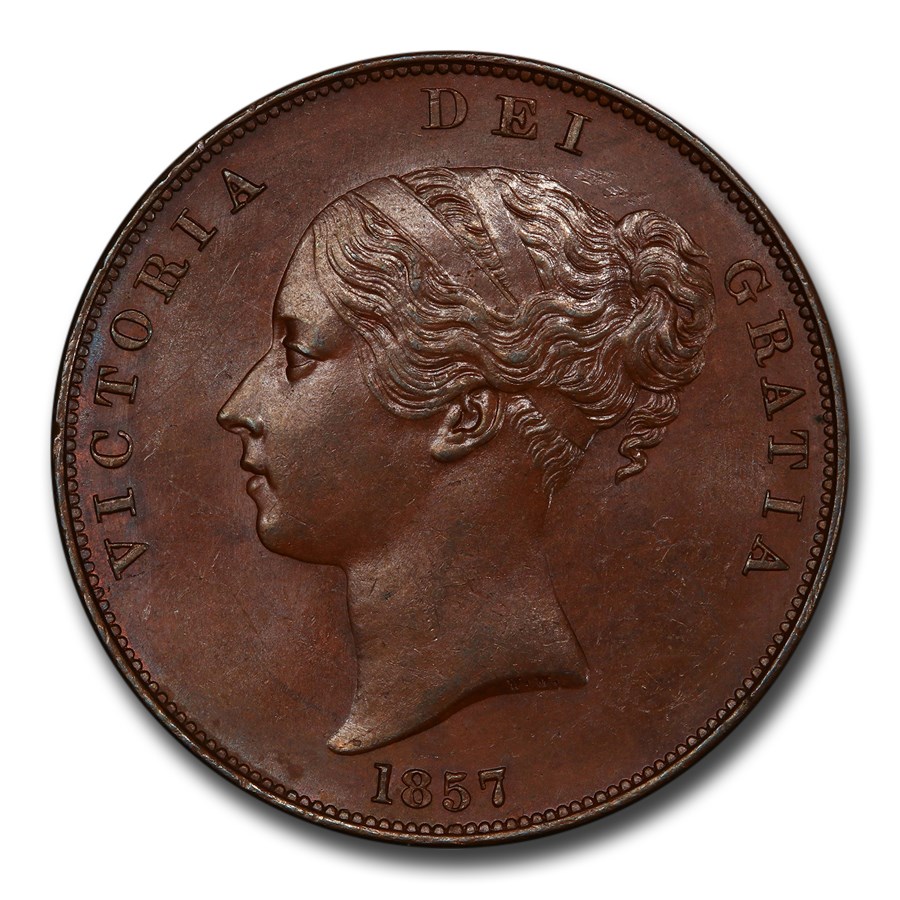 Buy 1857 Great Britain Copper Penny Victoria MS-63 PCGS (Brown) | APMEX