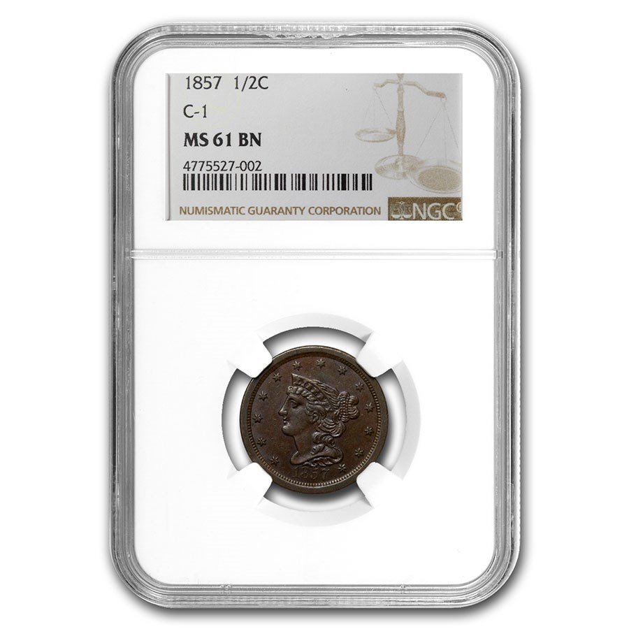 Buy 1857 Half Cent MS-61 NGC (Brown, C-1) | APMEX