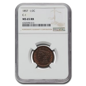 1857 Half Cent MS-65 NGC (Red/Brown)