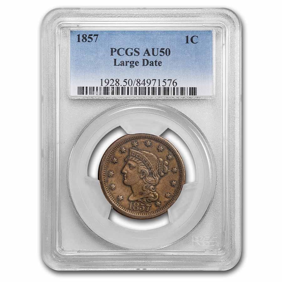 Buy 1857 Large Cent AU-50 PCGS (Large Date) | APMEX