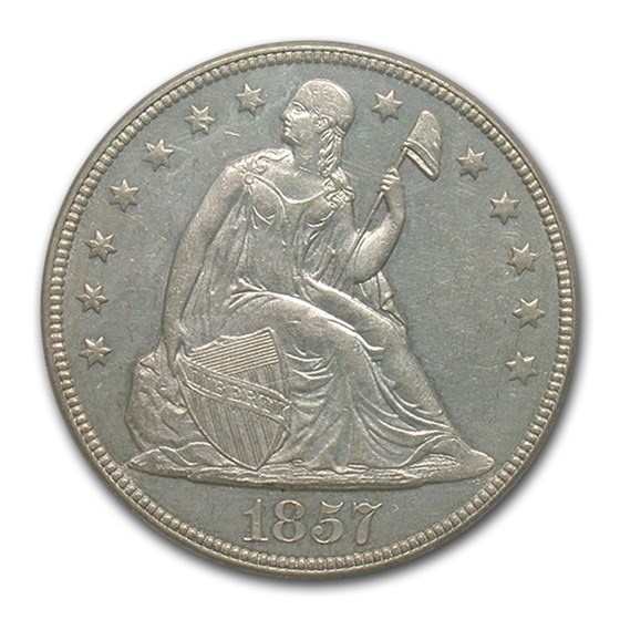 Buy 1857 Liberty Seated Dollar MS-62 NGC | APMEX