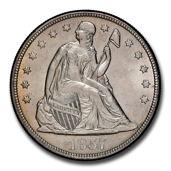 Buy 1857 Liberty Seated Dollar MS-64 NGC | APMEX