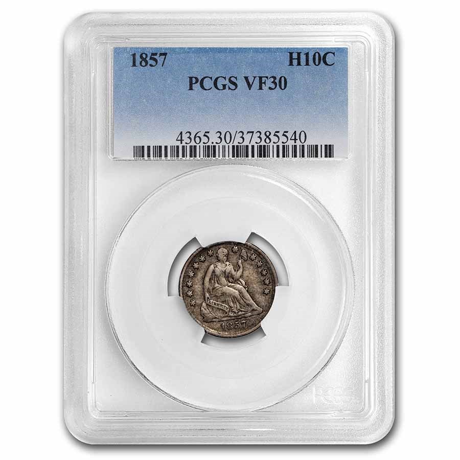 Buy 1857 Liberty Seated Half Dime VF-30 PCGS | APMEX