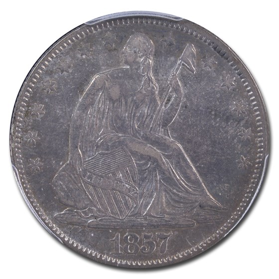Buy 1857 Liberty Seated Half Dollar AU-50 PCGS | APMEX