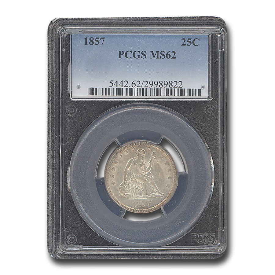 Buy 1857 Liberty Seated Quarter MS-62 PCGS | APMEX