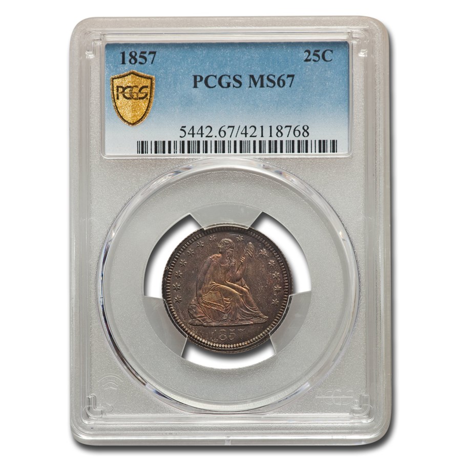 Buy 1857 Liberty Seated Quarter MS-67 PCGS | APMEX