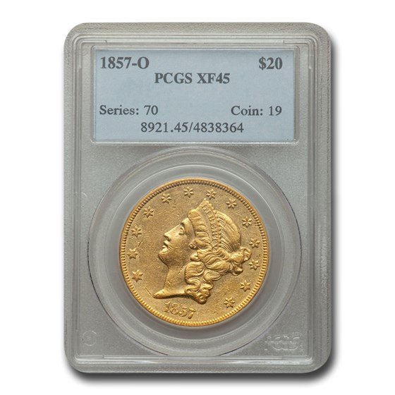 Buy 1857-O $20 Liberty Gold Double Eagle XF-45 PCGS | APMEX