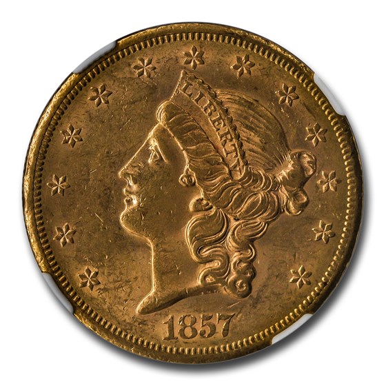 Buy 1857-S $20 Liberty Gold Double Eagle AU-58+ NGC CAC | APMEX