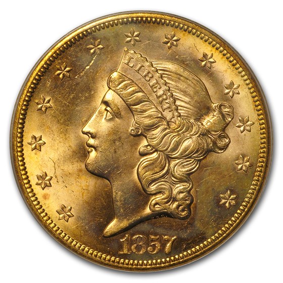 Buy 1857-S $20 Liberty Gold SS Central America MS-62 PCGS | APMEX
