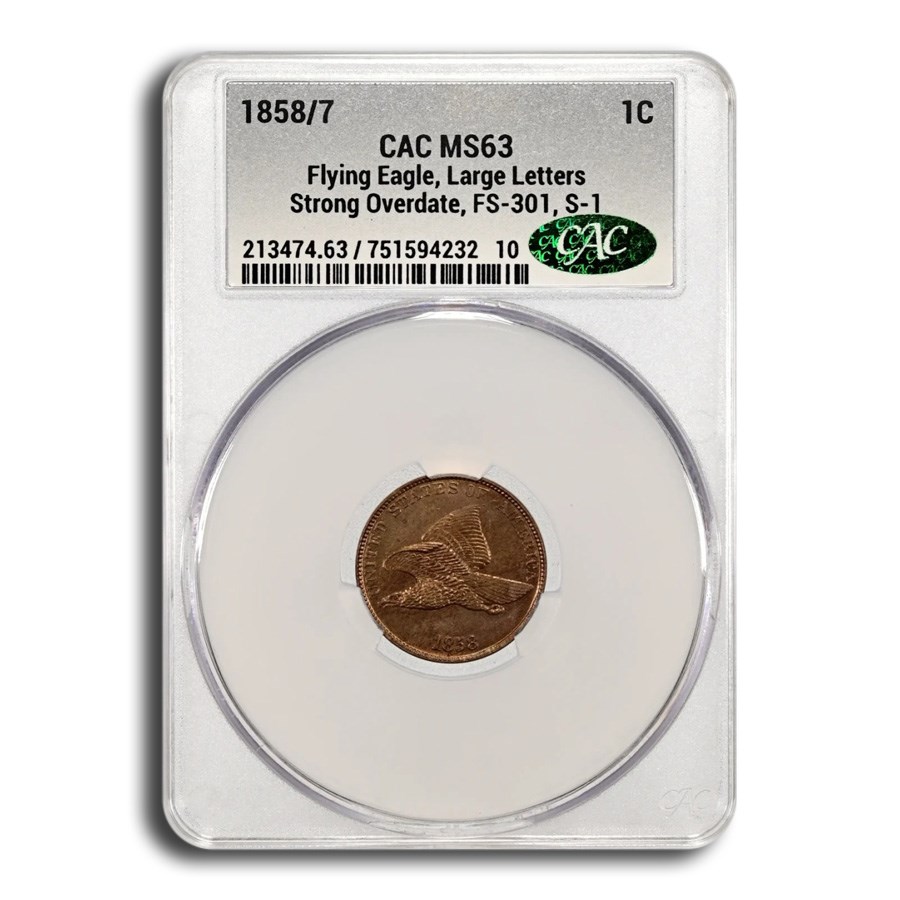 Buy 1858/7 Flying Eagle Cent MS-63 CACG (Overdate) | APMEX