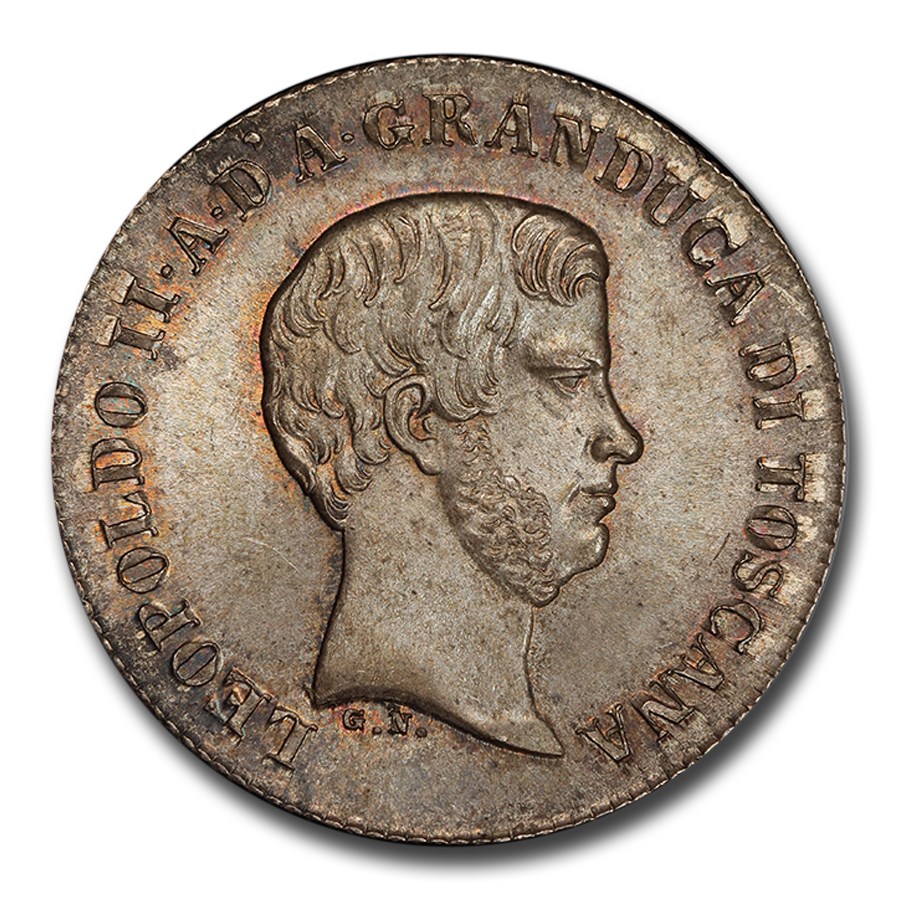 Buy 1858 Italy Tuscany Silver Fiorino Leopold II MS-66 PCGS | APMEX