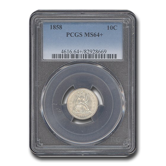 Buy 1858 Liberty Seated Dime MS-64+ PCGS | APMEX