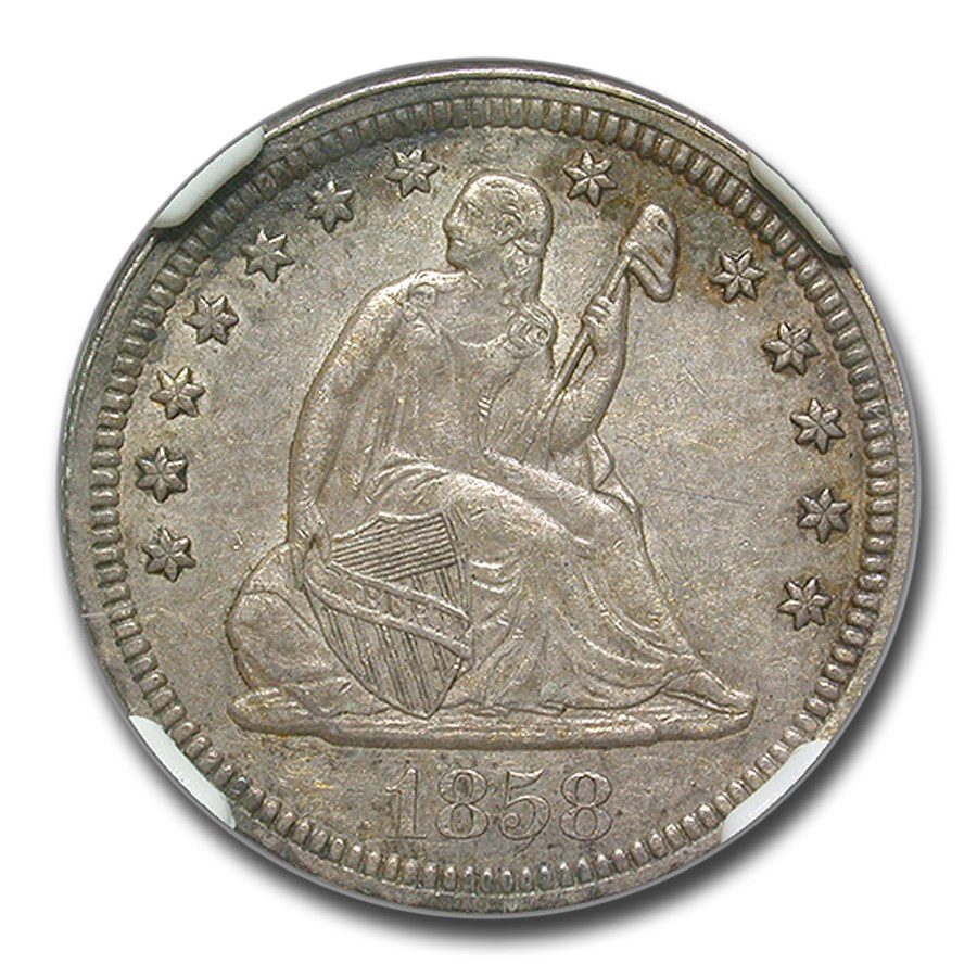 Buy 1858 Liberty Seated Quarter AU-55 NGC | APMEX