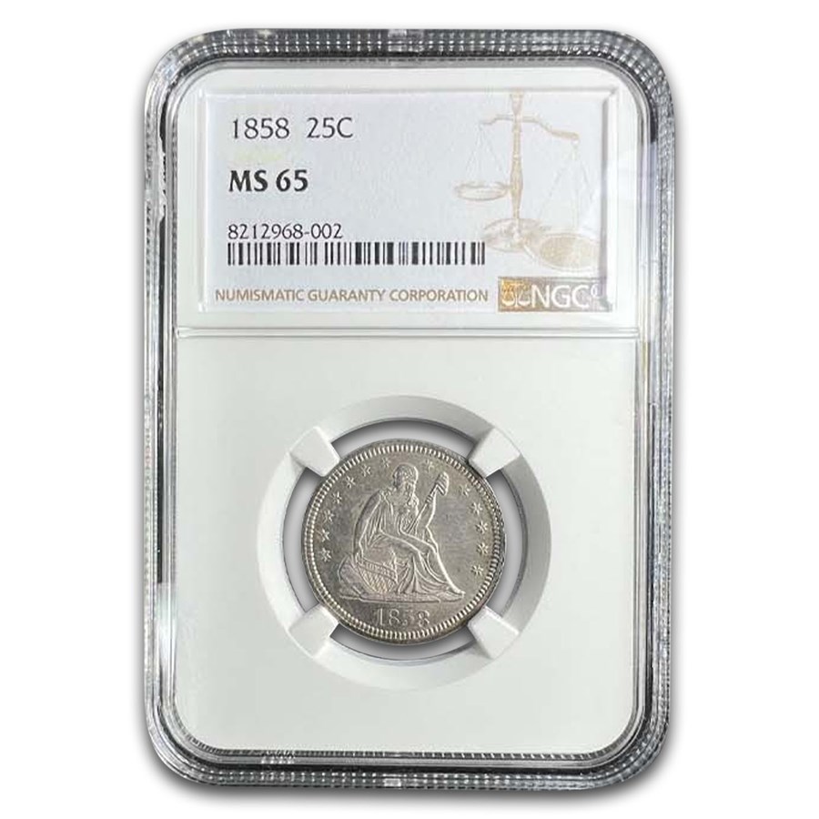 Buy 1858 Liberty Seated Quarter MS-65 NGC | APMEX