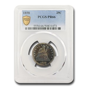 Buy 1858 Liberty Seated Quarter PR-66 PCGS | APMEX