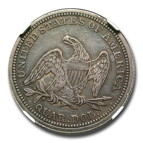 1858 Liberty Seated Quarter XF-45 NGC