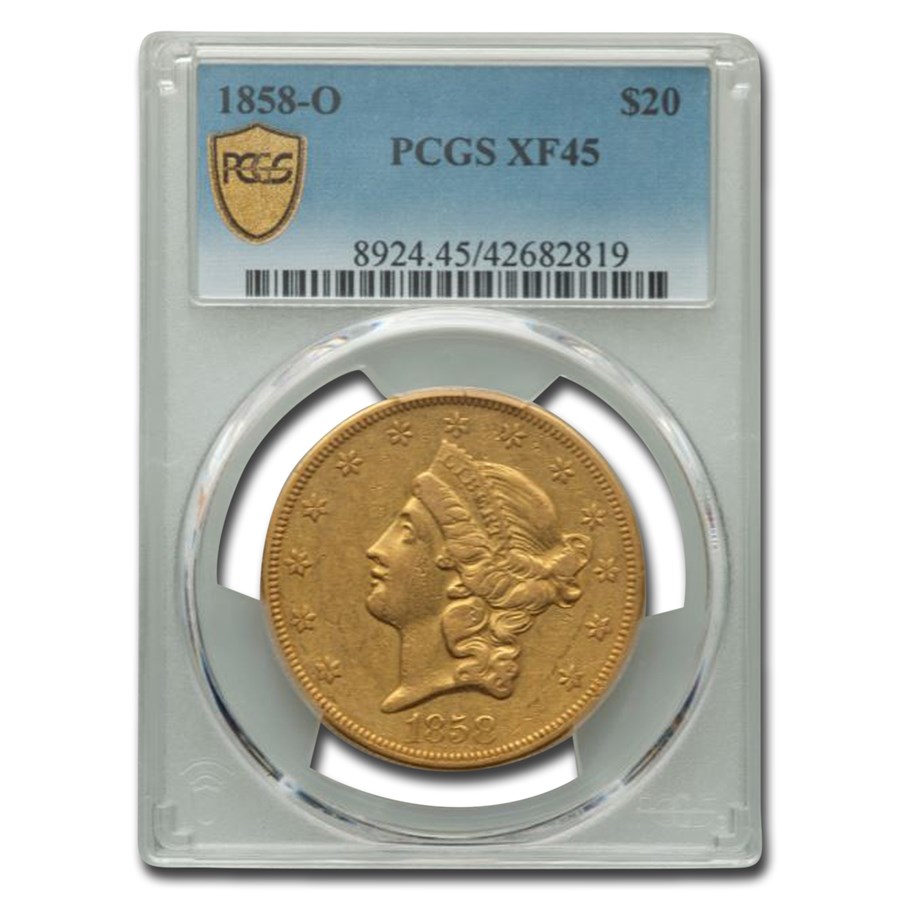Buy 1858-O $20 Liberty Gold Double Eagle XF-45 PCGS | APMEX