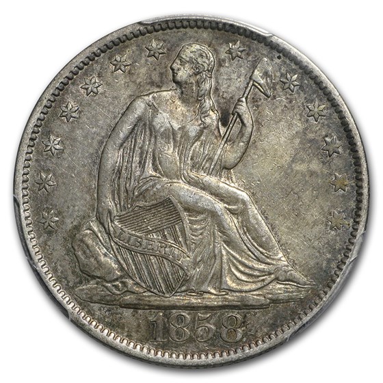 Buy 1858-O Liberty Seated Half Dollar AU-50 PCGS | APMEX