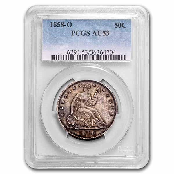 Buy 1858-O Seated Half Dollar AU-53 PCGS | APMEX