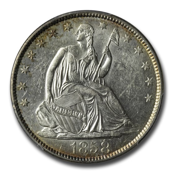 Buy 1858-O Liberty Seated Half Dollar AU-55 PCGS | APMEX
