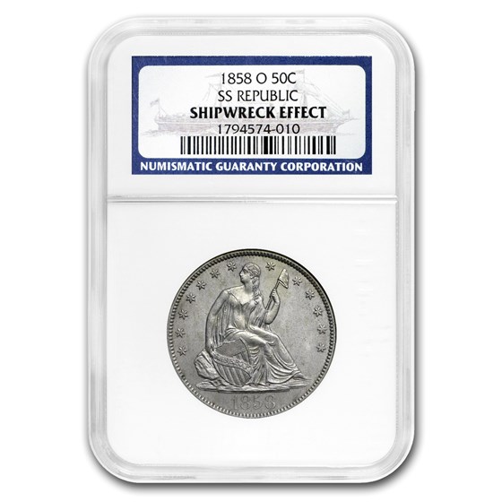 Buy 1858-O Liberty Seated Half Dollar SS-Republic Shipwreck NGC Set | APMEX