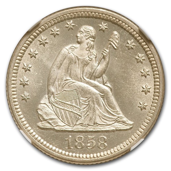 Buy 1858-O Liberty Seated Quarter MS-65 NGC | APMEX