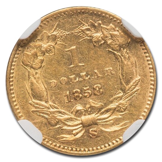 Buy 1858-S $1 Indian Head Gold AU-58 NGC | APMEX