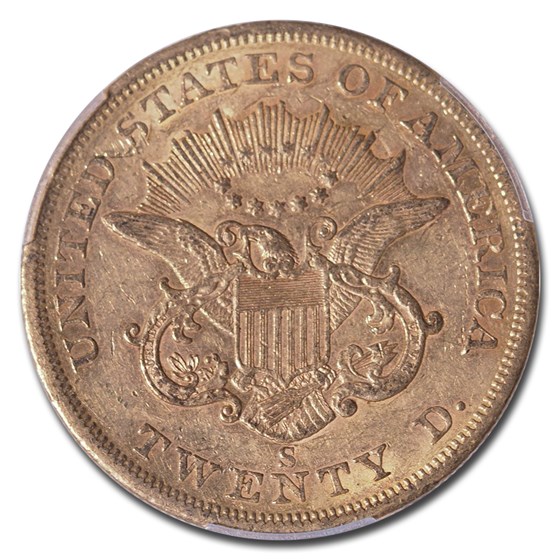 Buy 1858-S $20 Liberty Gold Double Eagle AU-50 PCGS | APMEX