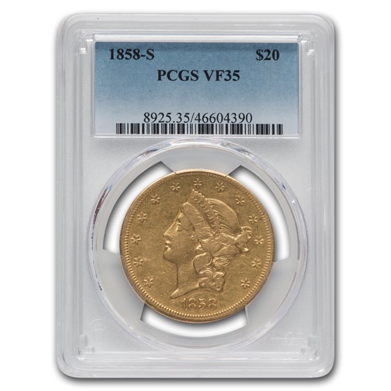 Buy 1858-S $20 Liberty Gold Double Eagle VF-35 PCGS | APMEX