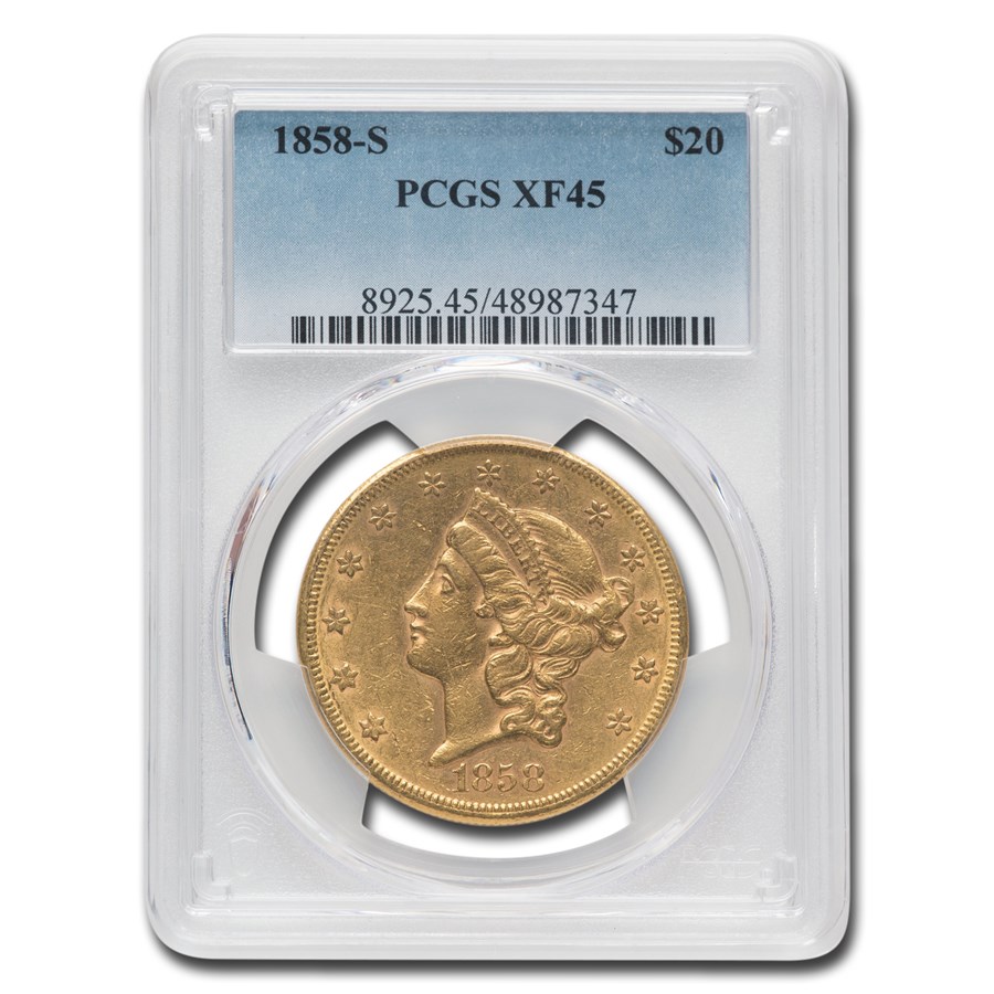 Buy 1858-S $20 Liberty Gold Double Eagle XF-45 PCGS | APMEX