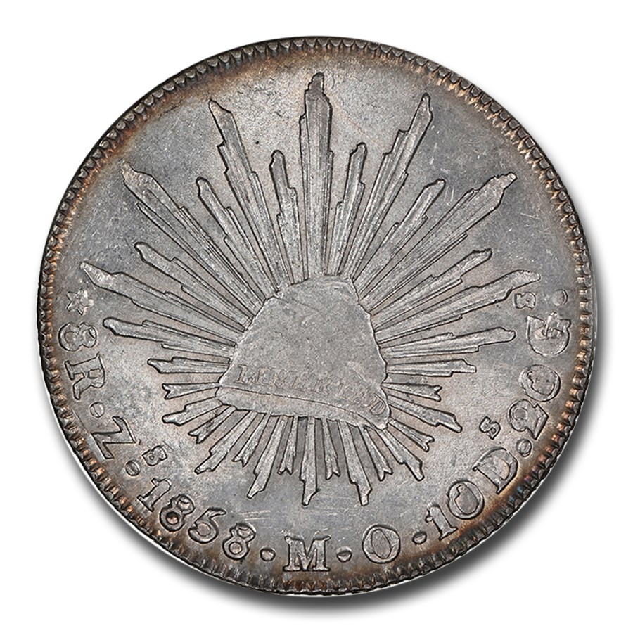 Buy 1858-Zs Mexico Silver 8 Reales MS-61 NGC | APMEX