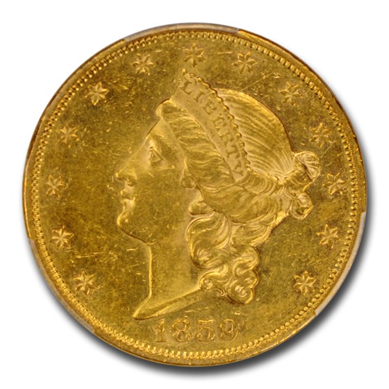 Buy 1859 $20 Liberty Gold Double Eagle AU-50 PCGS | APMEX
