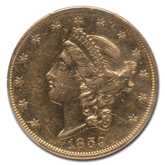 Buy 1859 $20 Liberty Gold Double Eagle AU-55 PCGS | APMEX