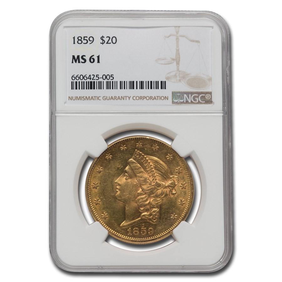 Buy 1859 $20 Liberty Gold Double Eagle MS-61 NGC | APMEX