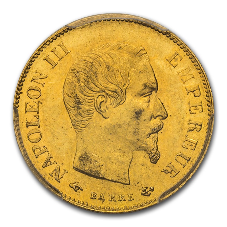 Buy 1859-A France Gold 10 Francs Napoleon III MS-63 PCGS | APMEX