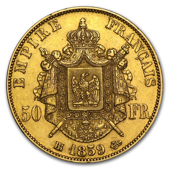 Buy 1859-BB France Gold 50 Francs EF Napoleon III | APMEX