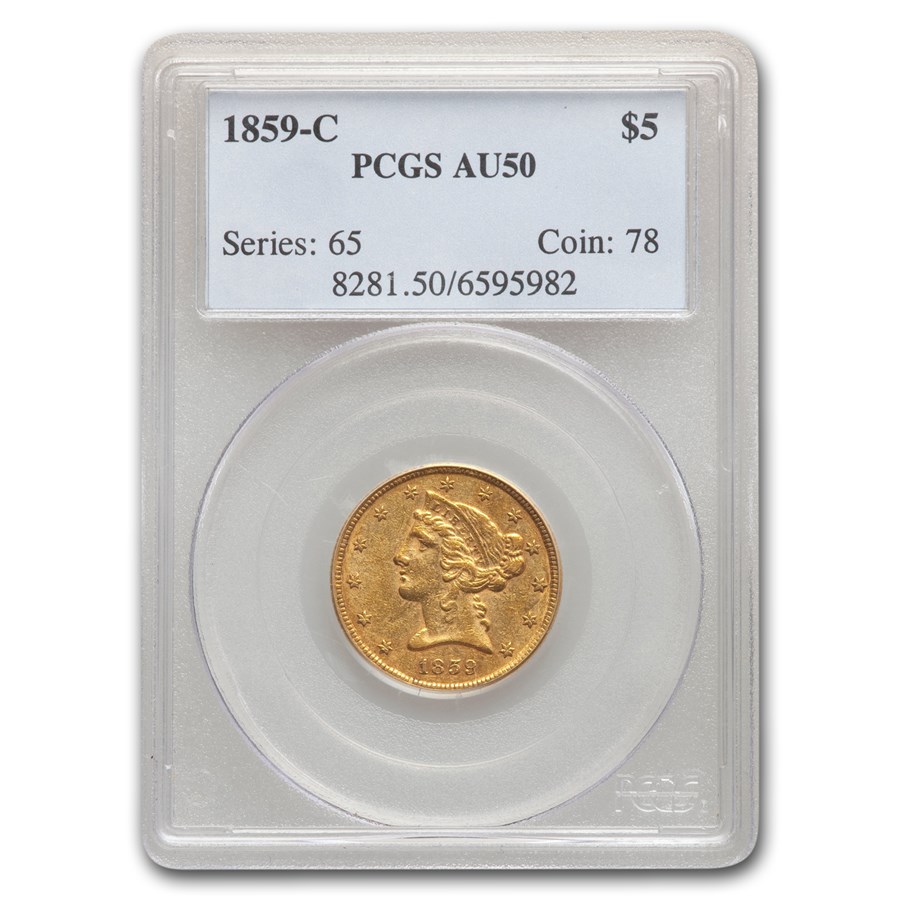 Buy 1859-C $5 Liberty Gold Half Eagle AU-50 PCGS | APMEX