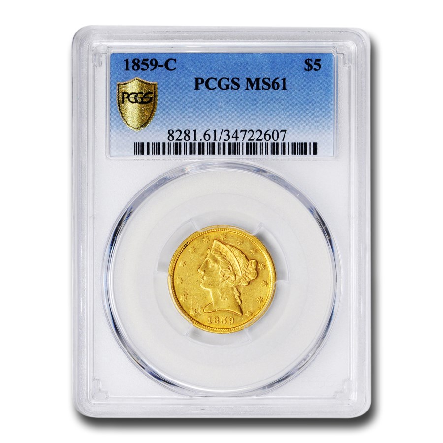 Buy 1859-C $5 Liberty Gold Half Eagle MS-61 PCGS | APMEX